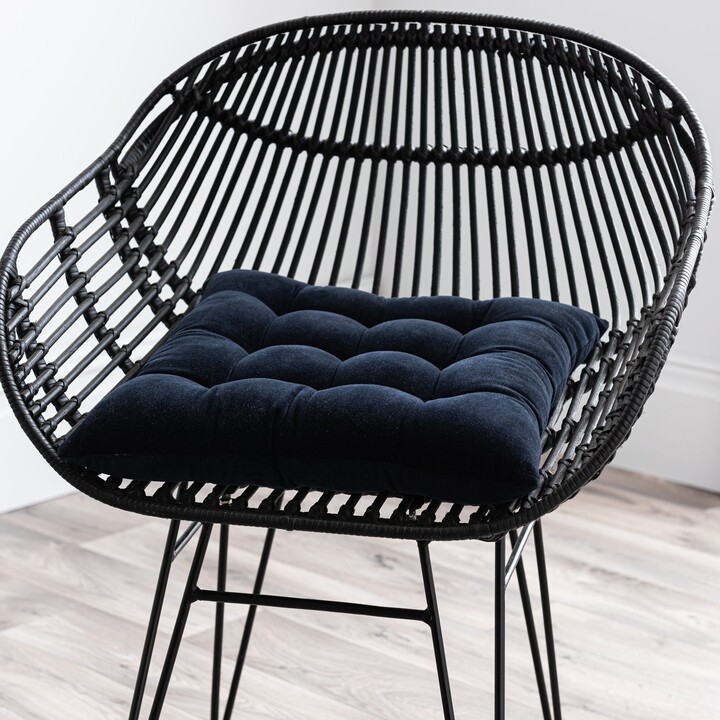 Dunelm Clara Velvet Seat Pad Ink (Blue) - ShopStyle Poufs