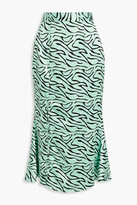 Olivia Rubin Hanna button-detailed zebra-print satin midi skirt - ShopStyle