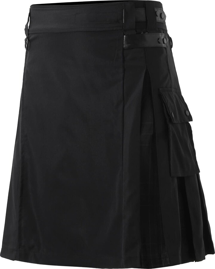 QIFLY Wedding Dress Casual Party Kilt Men's Wedding Kilt Skirts with Cargo Pockets Military ...