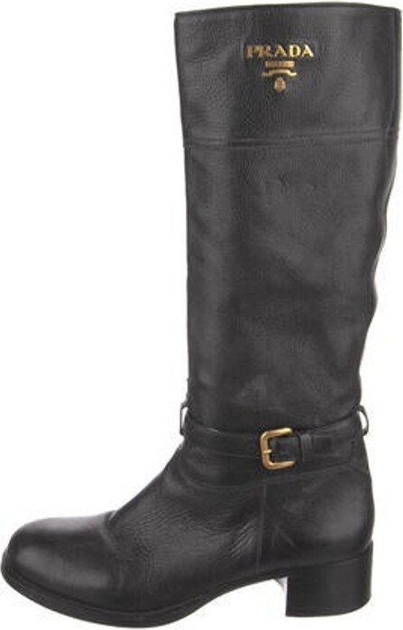 Prada Leather Riding Boots - ShopStyle