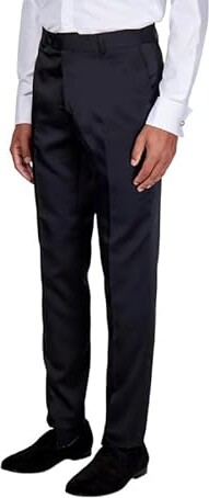 Xposed Mens Black Dress Trousers Satin Silky Feel Tailored Fit Formal ...