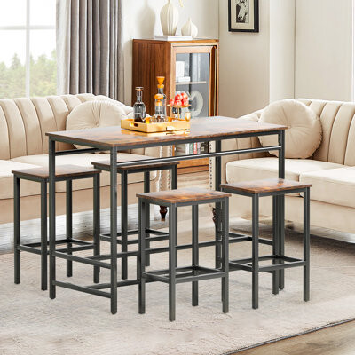 Pirecart 5 Piece Bar Table Set, Counter Height Tall Dining Table ...