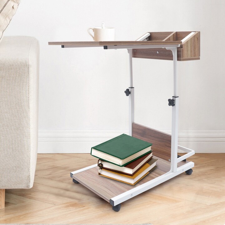 C Shaped End Table Adjustable Height Laptop Desk with Wheels - ShopStyle