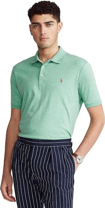 Polo Ralph Lauren Custom Slim Fit Soft Cotton Polo (Resort Green Heather) Men's Clothing - ShopStyle
