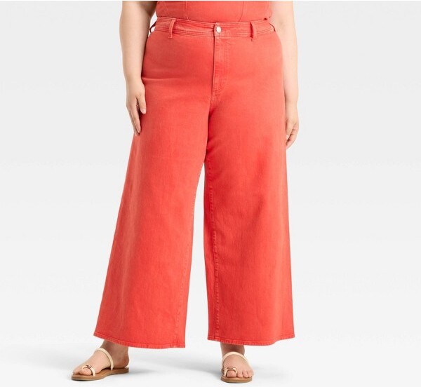 Universal Thread Women's High-Rise Sailor Wide Leg Ankle Jeans Red 18 ...