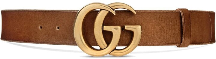 Gucci Brown Double G Logo Belt - ShopStyle