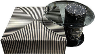 HIGH CHESS Modern Light Luxury Zebra-Print Coffee Table Nesting Coffee ...