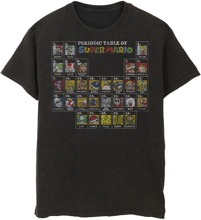 Licensed Character Men's Nintendo Super Mario Periodic Table Of ...