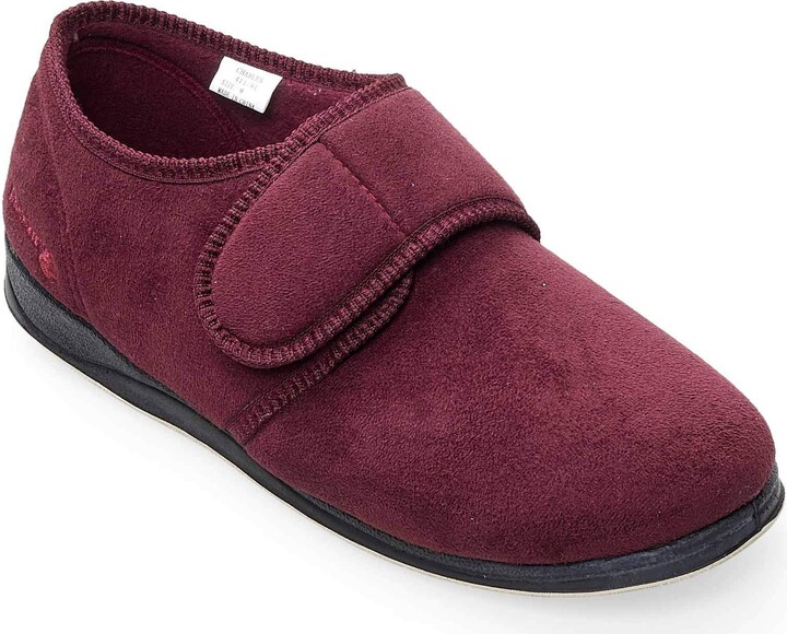Padders Charles Wide Fitting Mens Memory Foam Slippers (Burgundy ...