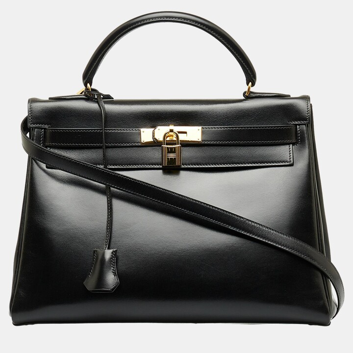 Hermes Black Box Calf Kelly 32 - ShopStyle Satchels & Top Handle Bags
