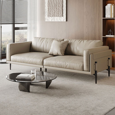 Concave Techie 102.36" Khaki Genuine Leather Modular Sofa cushion couch ...