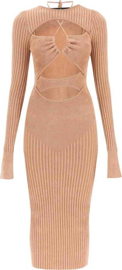 AndreĀdamo Ribbed Knit Midi Dress With Cut Outs Shopstyle