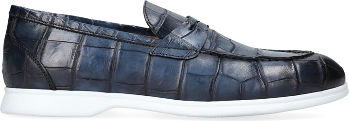Kiton Crocodile Leather Penny Loafers - ShopStyle