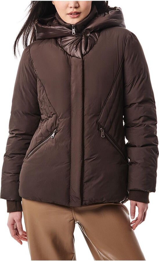 Bernardo Women's Short Puffer with Shiny Hood Jacket - ShopStyle