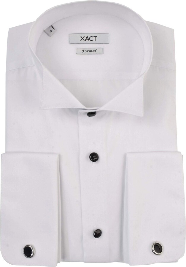 Xact Men's Formal Tuxedo/Dress Shirt with Double Cuff and Cuff Links ...