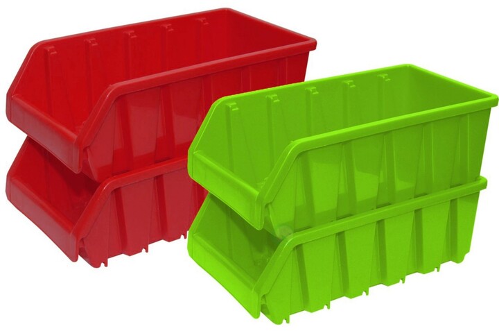 Basicwise Vintiquewise Plastic Storage Stacking Bins, Set of 4 ...