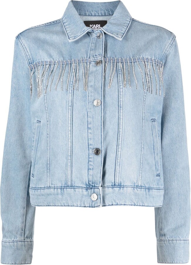 Karl Lagerfeld Paris Rhinestone-Embellished Denim Jacket - ShopStyle