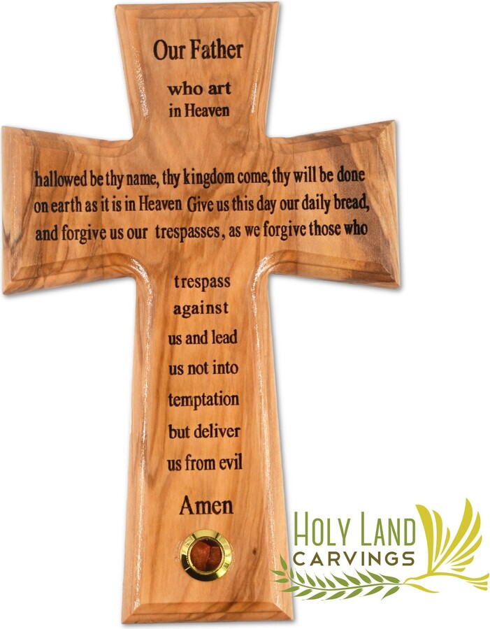 Etsy The Lord's Prayer Cross, Olive Wood Cross With Our Father Prayer ...
