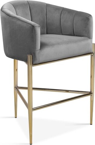 Chic Home Design Cyrene Counter Stool Chair Velvet Upholstered Shelter ...