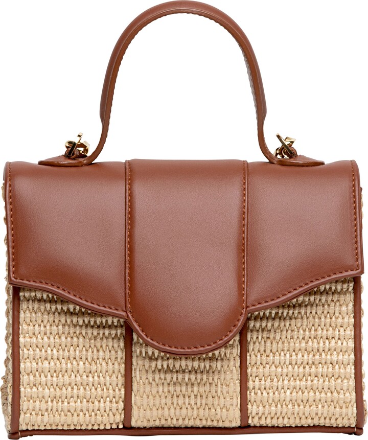 LISELLE KISS Meli Raffia & Leather Top Handle Bag - ShopStyle