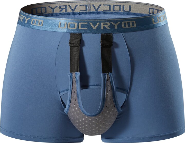 YUANNING Men's Dual Pouch Bulge Enhancing Underwear Scrotal Support ...