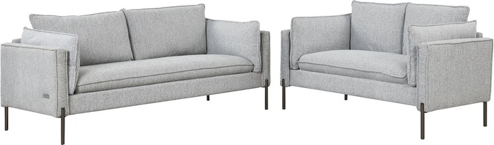 RASOO Soft Linen Fabric 2+3 Seat Sectional Sofa Set Home Living Room ...