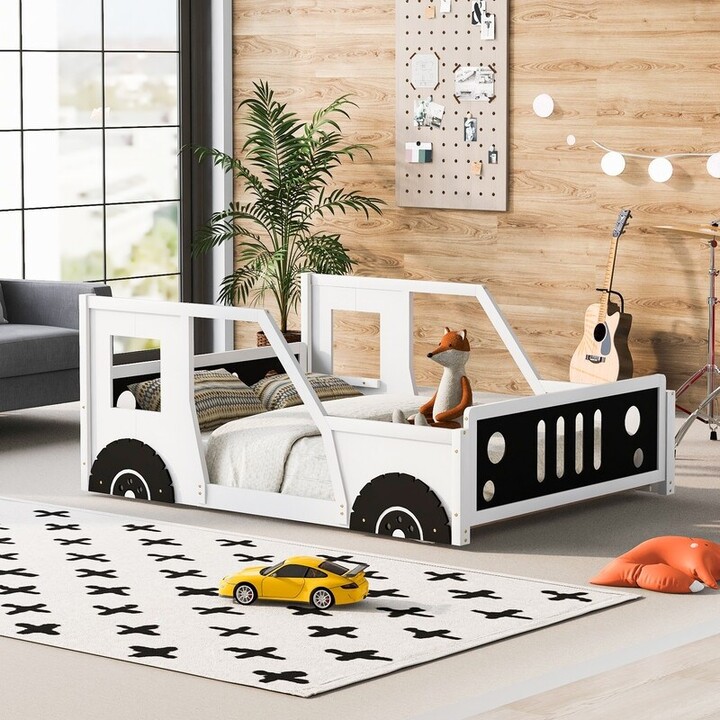 IGEMAN Classic Car-Shaped Platform Bed Car Bed with Headboard and ...