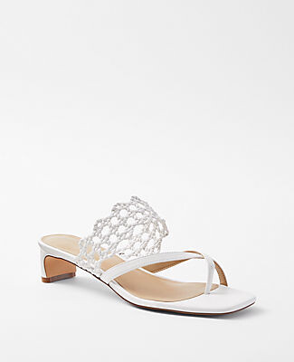 Ann Taylor Woven Leather Blade Heel Sandals - ShopStyle