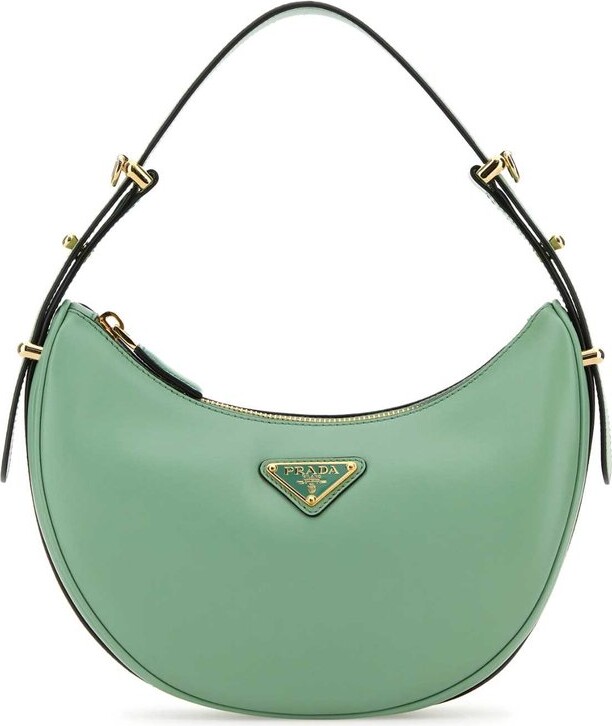 Prada Triangle Logo Plaque Moon Shaped Shoulder Bag - ShopStyle