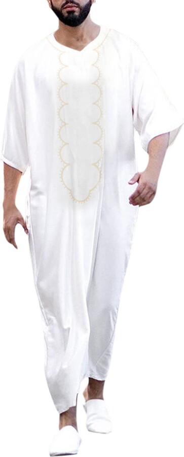 MODSGUE Prayer Clothing for Men Saudi Arabian Robe Muslim Thobe Ramadan ...