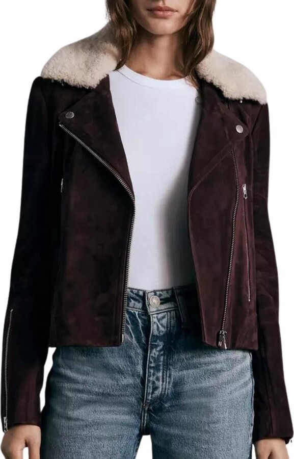 Rag & Bone Mack Suede Jacket In Burgundy - ShopStyle