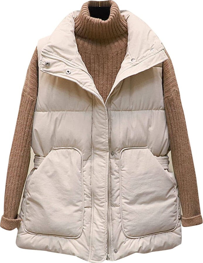 Dawwoti Women's Outdoor Gilets Quilted Jacket Zip Padded Vest ...