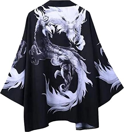 JXQXHCFS Japanese Pajamas Men's Haori Male Yukata Dragon Kimonos Karate ...