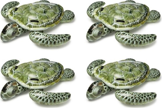 Intex Realistic Sea Turtle Inflatable Ride On Pool Float with Heavy ...