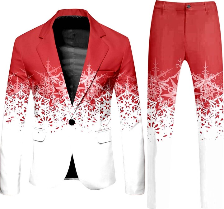 Luadnysin Christmas Suit Mens Suit Mens Suits 2 Piece Regular Fit ...