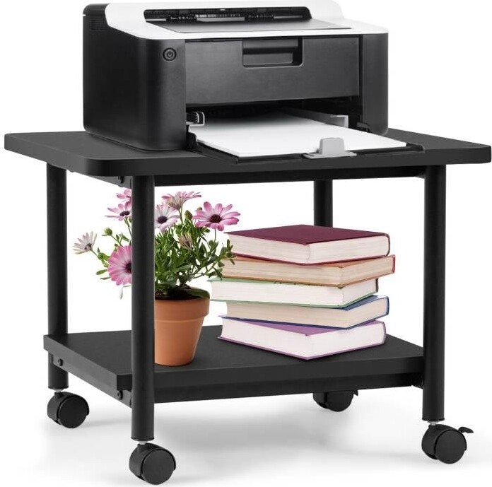 Multipurpose 2-Tiered Mobile Wheeled Printer Cart Stand - 19"D x 16"W x ...