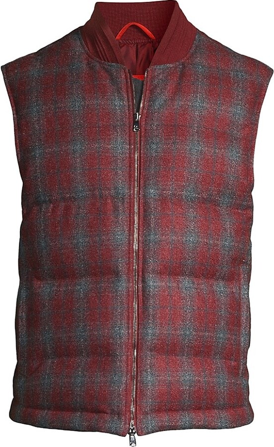 Isaia Wool Plaid Puffer Vest - ShopStyle Suits