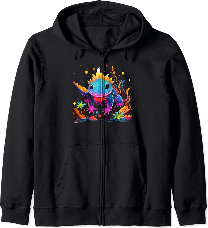 Colorful Axolotl Pop Art - Axolotl Animal - Axolotl Lover Zip Hoodie ...