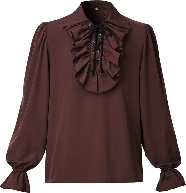 GRACEART Mens Pirate Shirt Ruffle Colonial Shirt Renaissance Poet ...