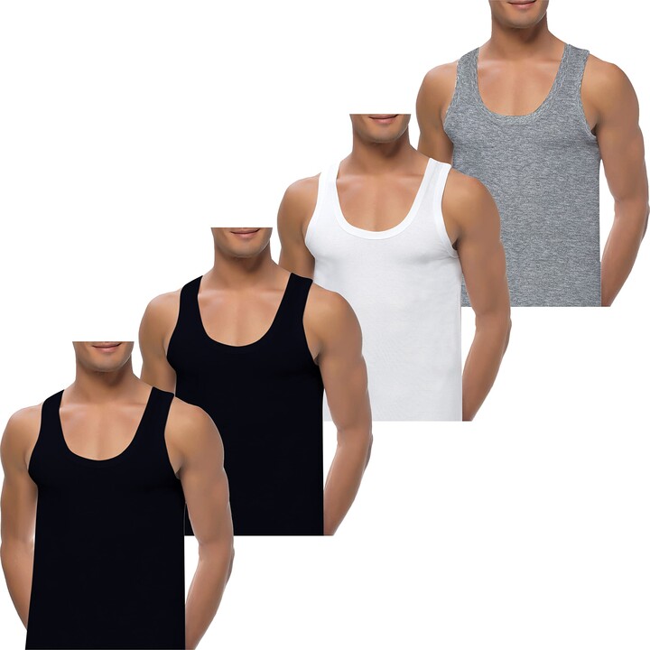 LOREZA® 4-Pack of Men's Singlet Extra Long 100% Cotton (6 / M ...