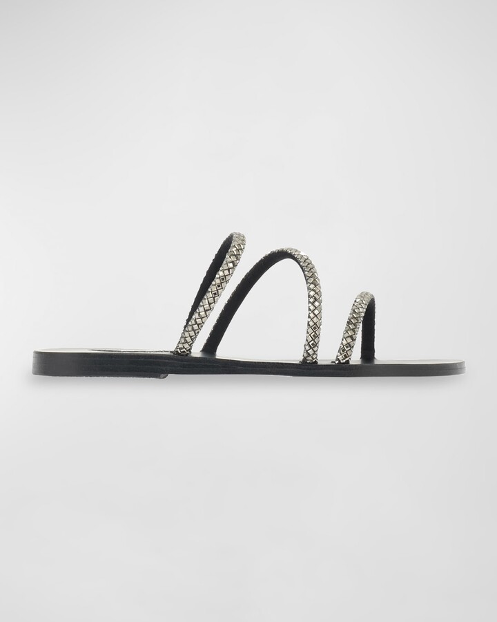 Ancient Greek Sandals Polytimi Embellished Three-Band Flat Sandals ...