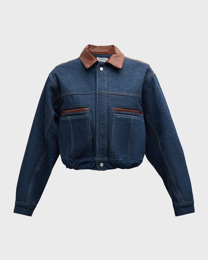 Frame Atelier Denim and Leather Bomber Jacket - ShopStyle