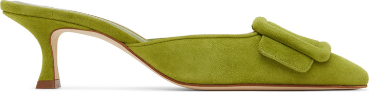 Manolo Blahnik Green Maysale 50 Mules - ShopStyle