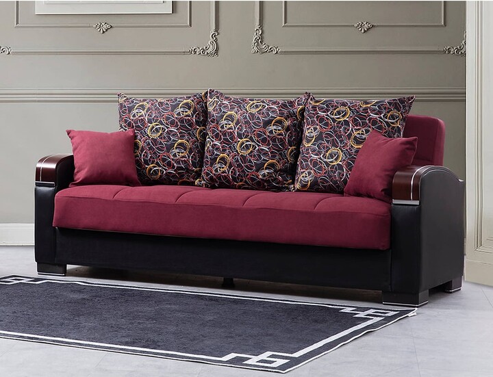 BSD National Supplies Tulsa Burgundy Fabric-Leather Upholstered ...