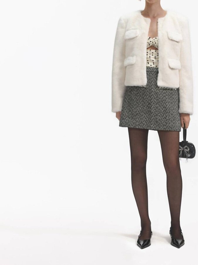 Self-Portrait Faux Fur Jacket In Cream - ShopStyle