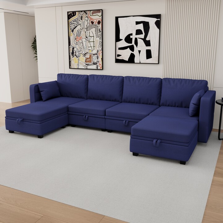 Ninedin Reversible Modular Sectional Sofa Large U Shaped Modular Couch