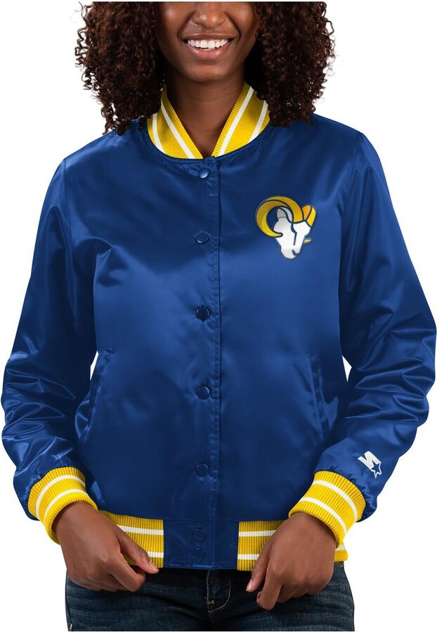 Women's Starter Royal Los Angeles Rams Full Count Satin Full-Snap ...