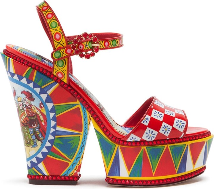 Dolce & Gabbana Bianca sicilian carretto-print sandals - ShopStyle