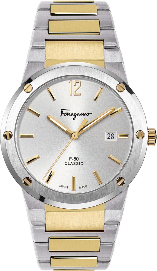Ferragamo F-80 Classic Two-Tone Bracelet Watch, 41mm - ShopStyle