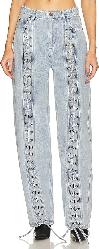 Rotate by Birger Christensen Denim Laced Leg Pant - ShopStyle Jeans